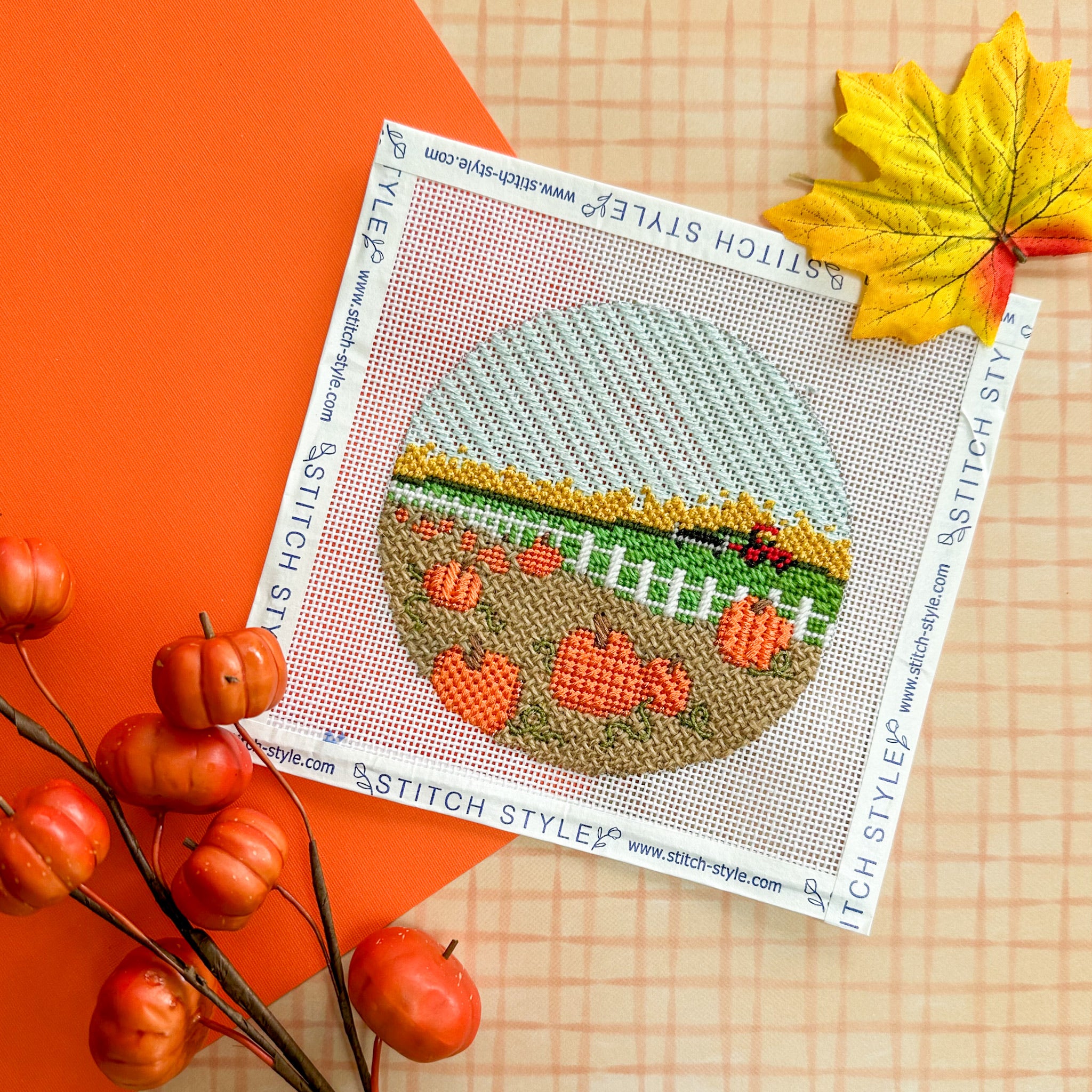 Pumpkin Patch Needlepoint Canvas | Stitch Style Needlepoint