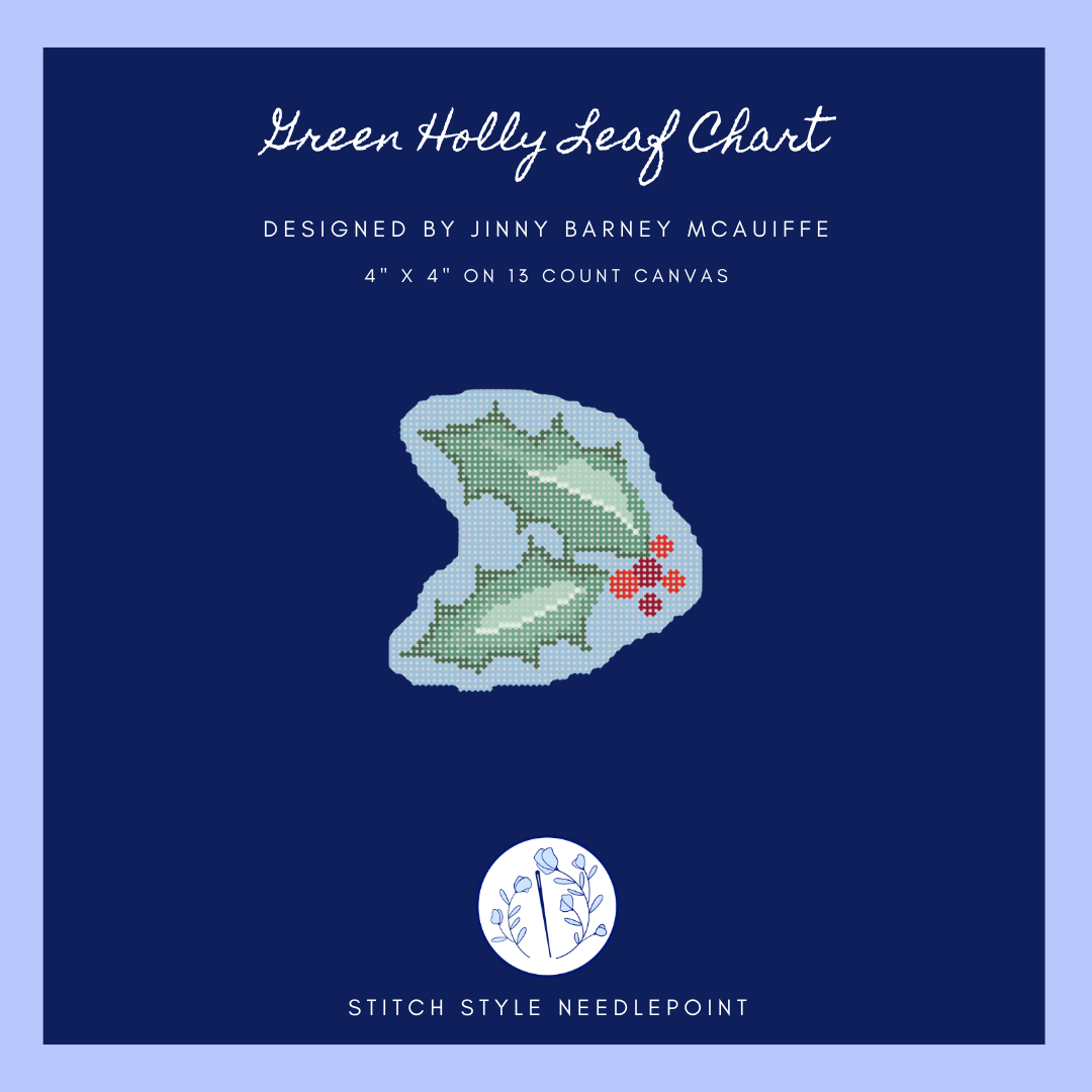 Green Holly Leaf Needlepoint Chart – Stitch Style Needlepoint