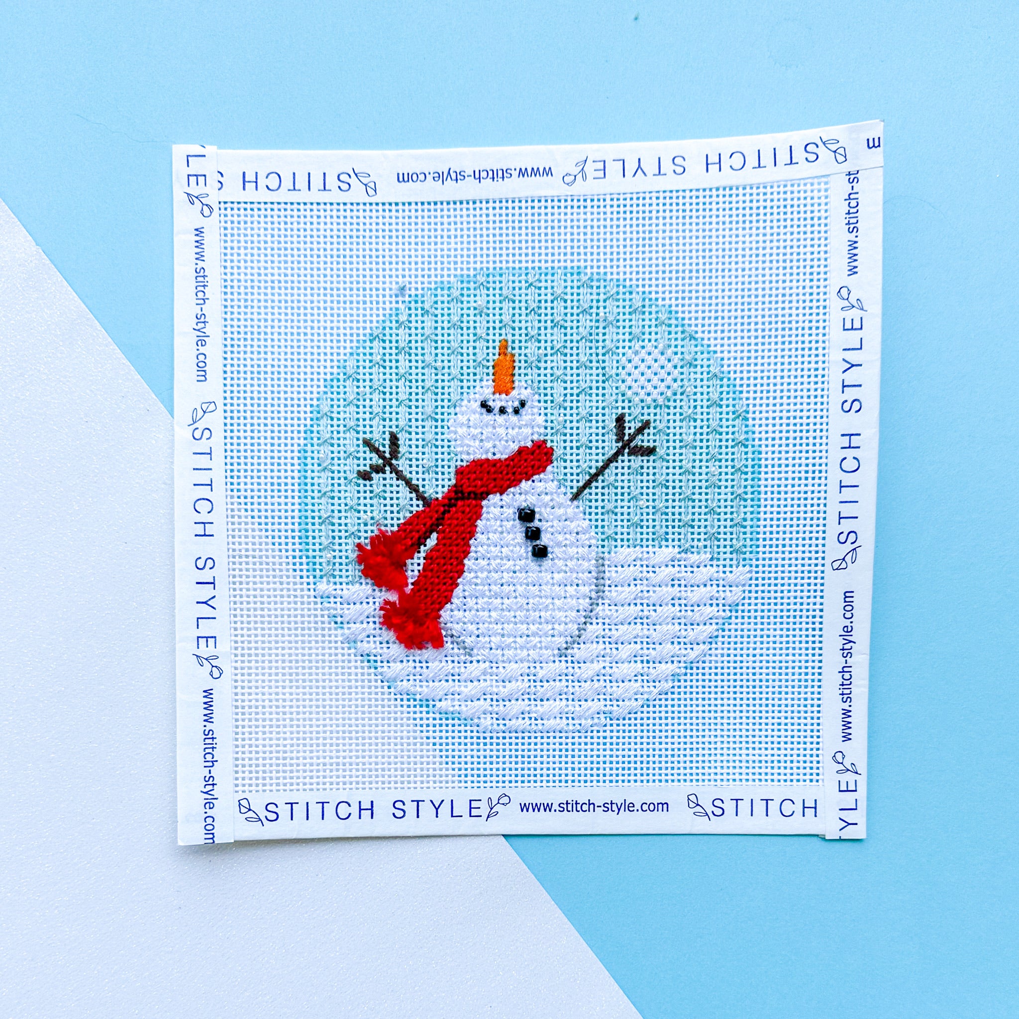 North Pole Needlepoint Canvas: Snowman Ornament – Stitch Style Needlepoint