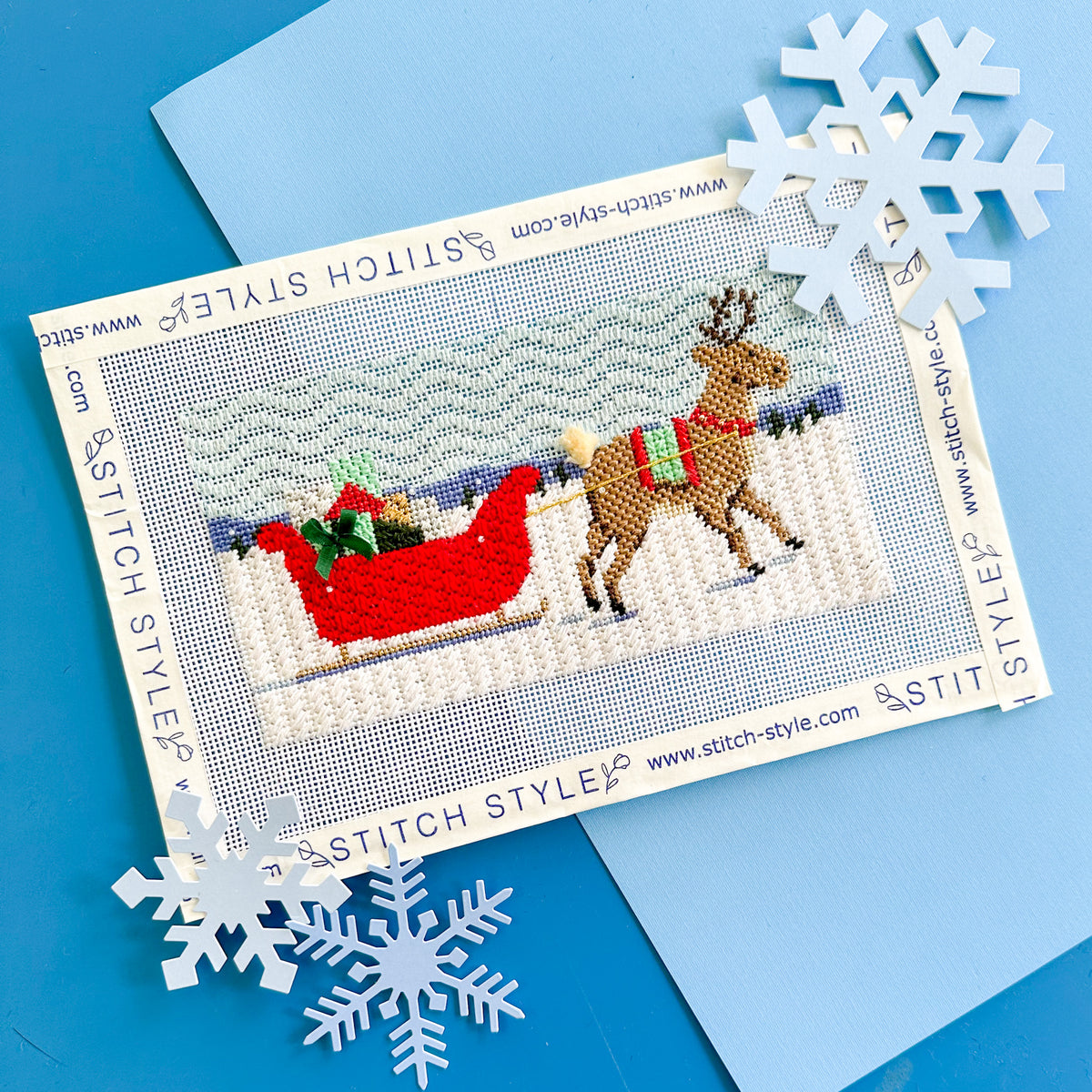 Reindeer Games Series Needlepoint Canvas – Stitch Style Needlepoint