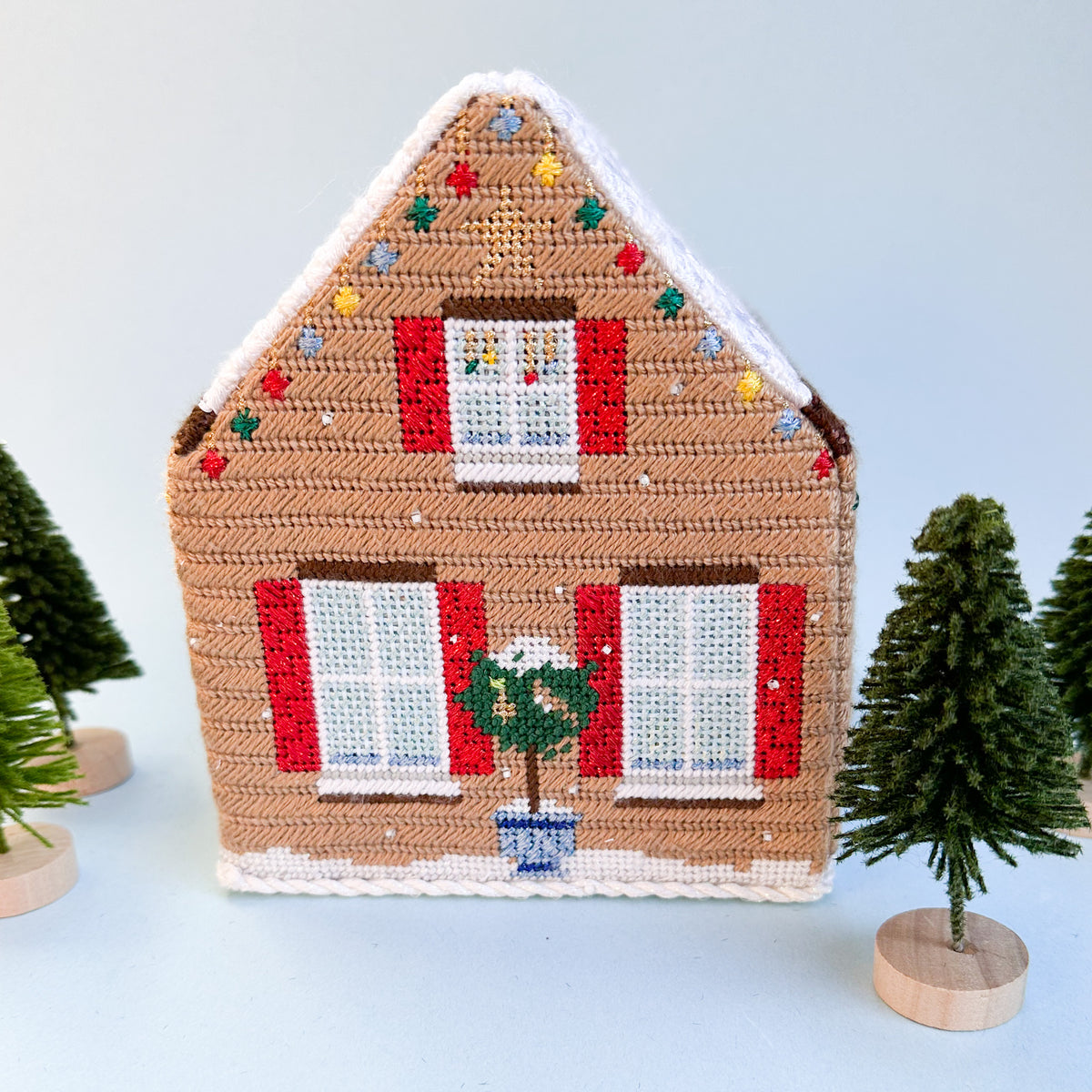 3D Christmas Home with Blue Truck Needlepoint Canvas – Stitch Style ...