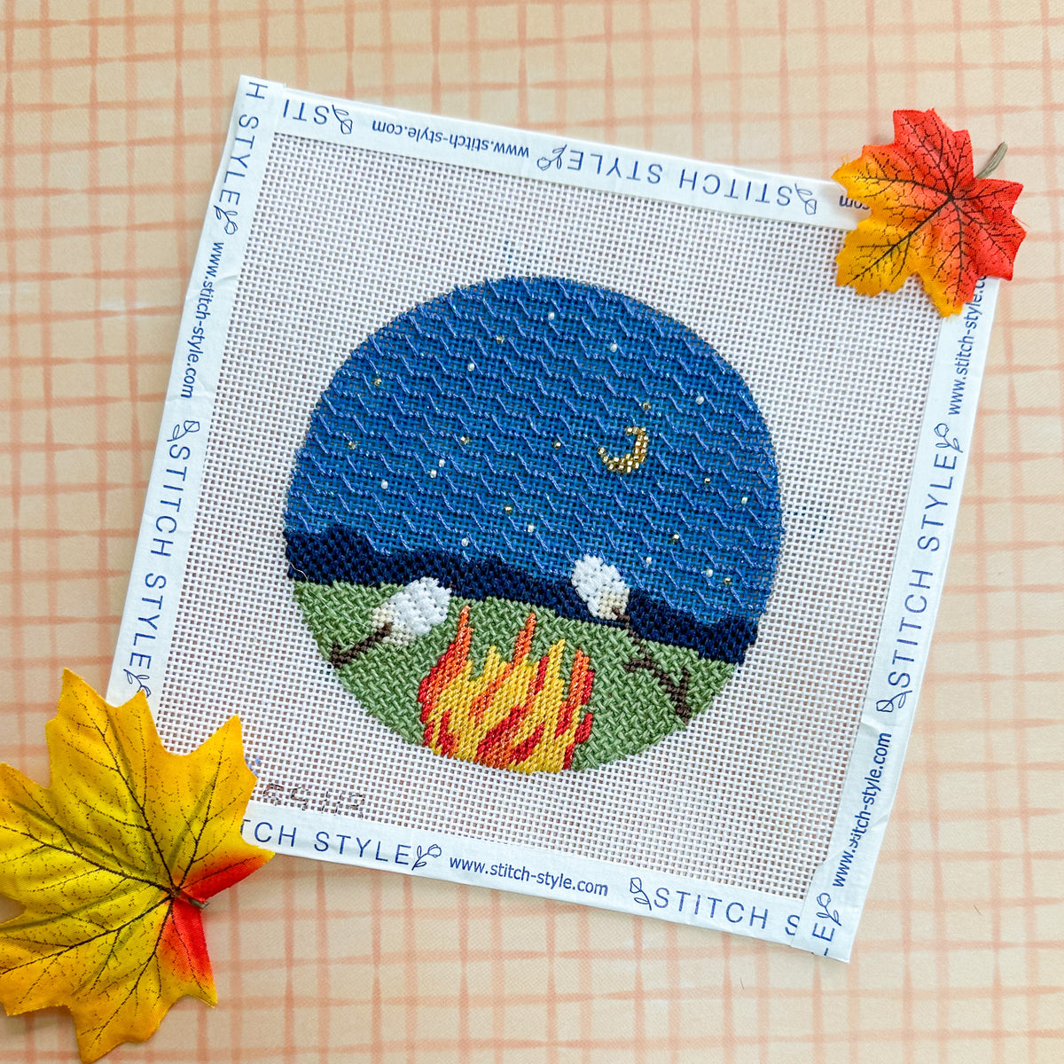 Campfire with S'mores Needlepoint Canvas – Stitch Style Needlepoint