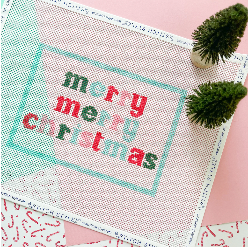 Merry Merry Christmas Needlepoint Canvas – Stitch Style Needlepoint