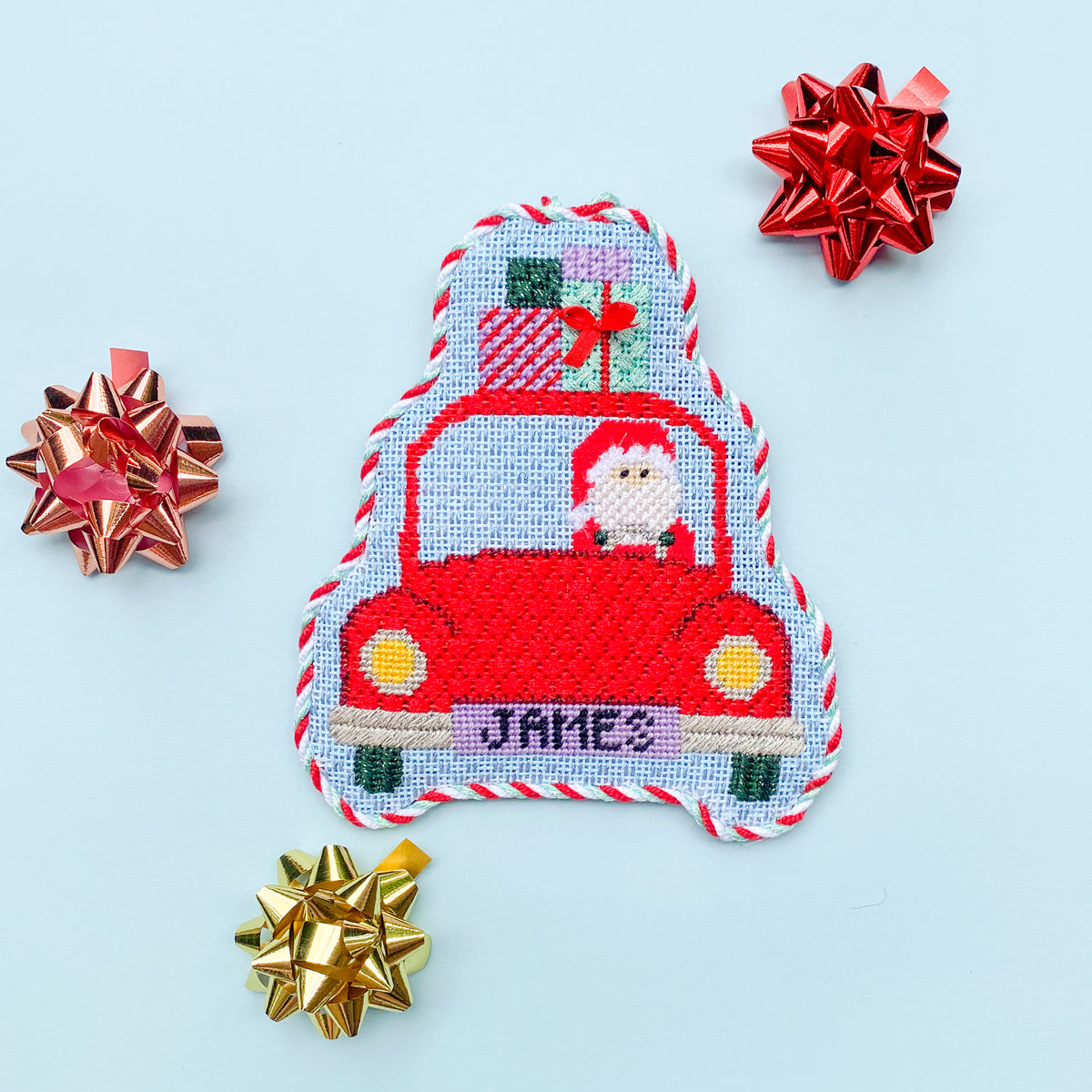 Santa in Car Needlepoint Canvas – Stitch Style Needlepoint