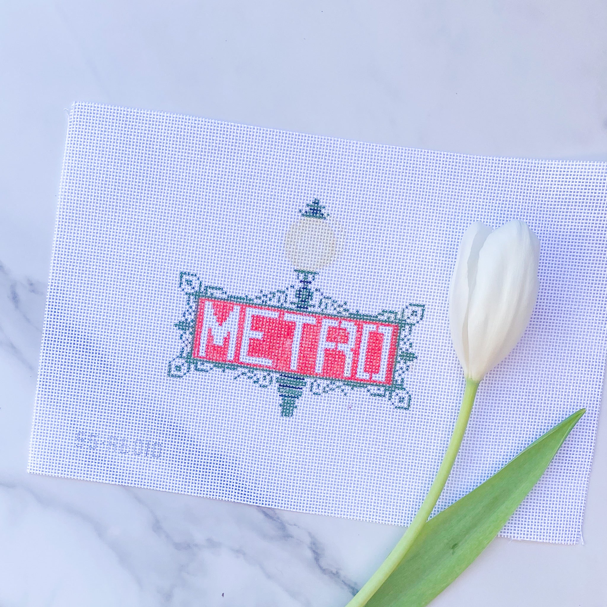 Metro Station Sign Needlepoint Canvas – Stitch Style Needlepoint
